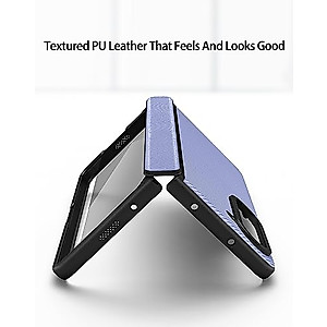 Cresee Case for Samsung Galaxy Z Fold 5 (2023) with Built-in Cover Screen Protector & Hinge Protection, Slim Hard PC + PU Protective Phone Case for Galaxy Z Fold5 5G - Lavender