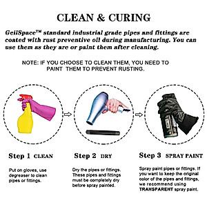 GeilSpace 6 Pack 1/2" × 18" Heavy Duty Pre-Cut Grey Metal Pipe, Industrial Steel Fits Standard Half Inch Threaded Pipes and Fittings - Vintage DIY Industrial Shelving (1/2" × 18", Grey)