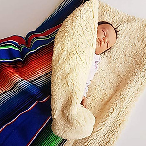 Bebe Trapoz Sarape Baby Blanket, cozzy Quilt, Mexican Blanket, Swaddle balnket, Lovey Blanket (Blue)