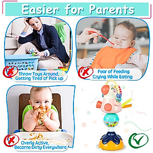 High Chair Toys with Suction Cup Baby Rattle Toys Baby Toys 6 to 12 Months Baby Tray Toys for 6 9 12 Months Infant Toddlers Kids Newborn Toys Christmas Present Birthday Gifts for 1 Year Old Boys Girls