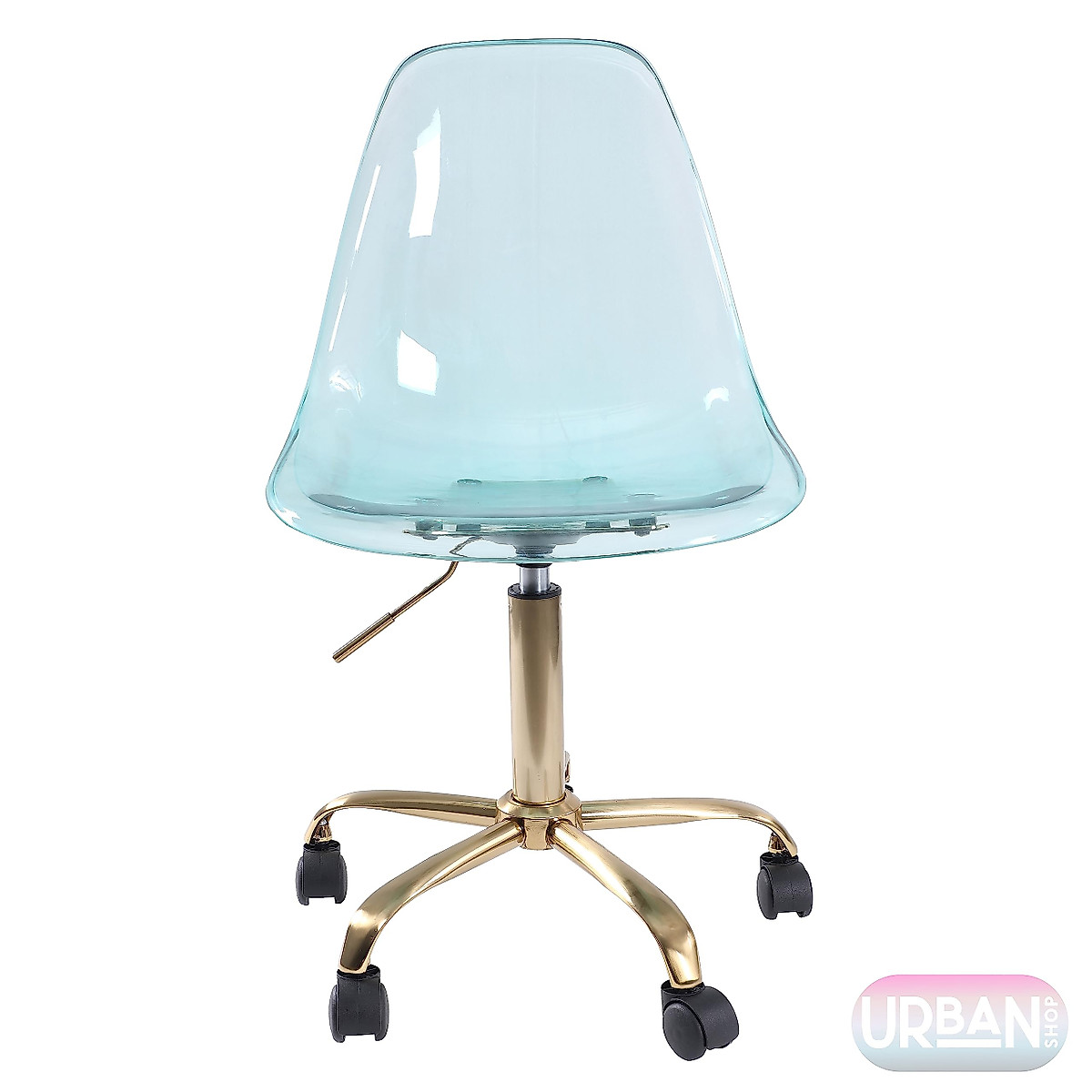 Urban Shop Acrylic Rolling Desk Chair, Mint 21.25D x 19.68W x 34H Inch