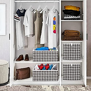 Cube Storage Bins 11 x 11 Houndstooth Black Storage Cubes for Shelf Closet Collapsible Cubby Organizer Basket