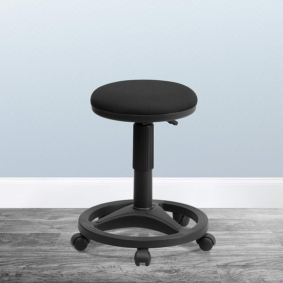Flash Furniture Frakes Black Ergonomic Stool with Foot Ring