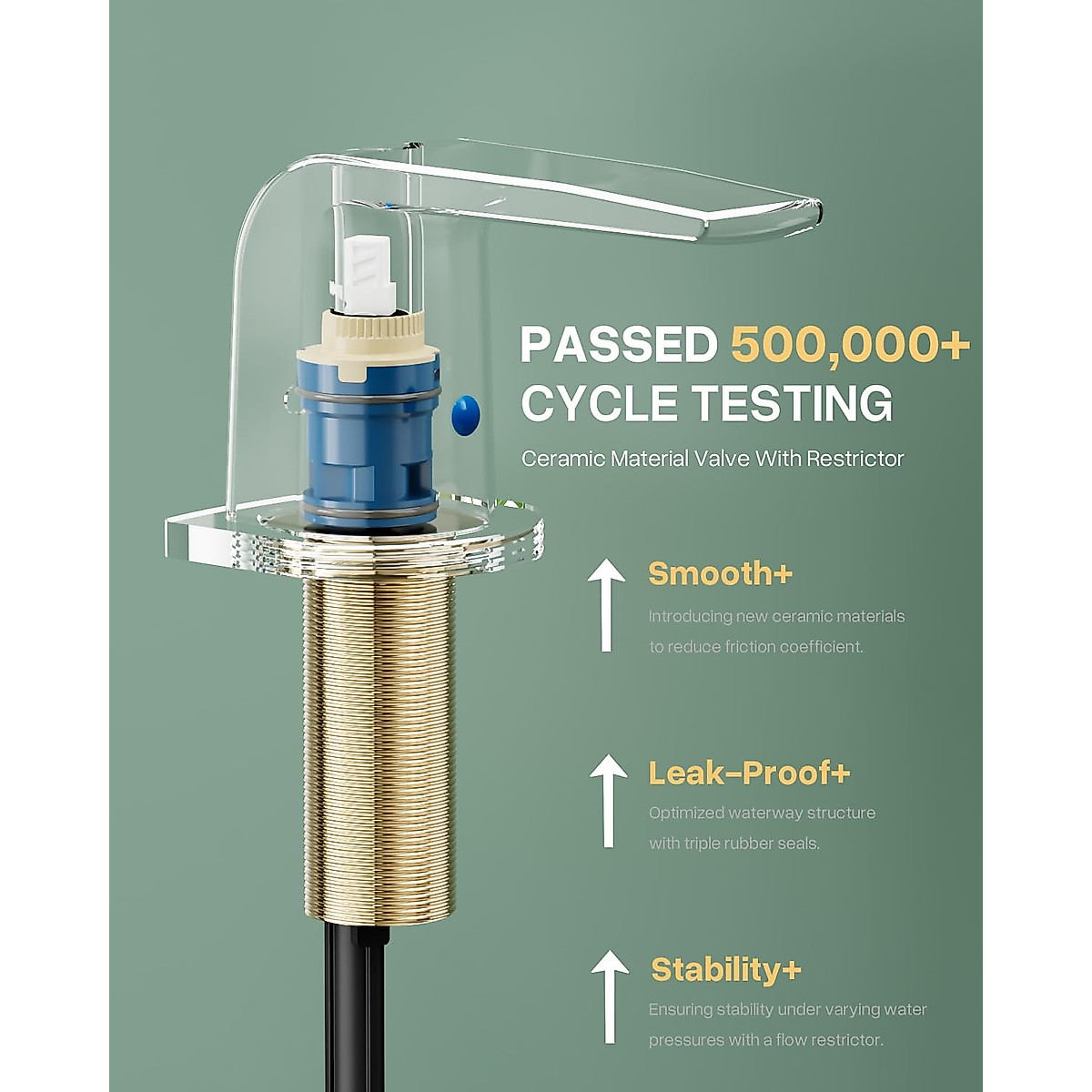 Waterfall Bathroom Sink Faucet, 3 Hole Matte Black Brass Modern Deck Mount 2 Handle Vanity Faucet with Metal Pop-up Drain Stopper & Water Supply Hoses