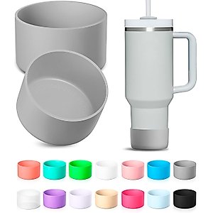 KTKUDY 2Pcs Silicone Boot for Stanley Quencher Tumbler H2.0 30 oz 40 oz & IceFlow 20 oz 30 oz & Intended for Hydro Flask Water Bottle 12-24 oz - Protective Cup Bottom Accessories Fits Stanley Cup
