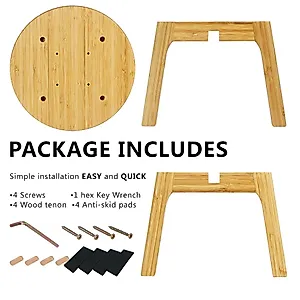 Bamboo Wooden Step Stool - Portable Stool - Foot Stool Bed Steps for High Beds for Adults Holds Up to 350lbs Sturdy Kids Step Stools for Kitchen Bathroom Bedroom Toilet (Large Round)