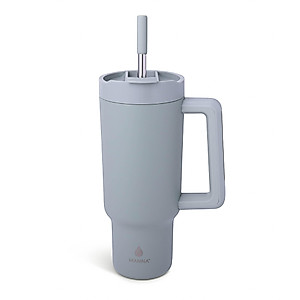 Manna Stainless Steel Double Wall Insulated Tumbler with Smart Seal Dual Sip Lid and Straw Fit Handle - 40 Oz - Soft Meadow Powder Coat