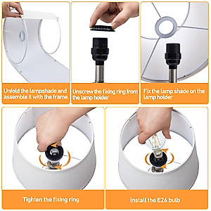 Lamps for Bedrooms Set of 2, Brushed Nickel Bedside Lamps with USB C+A Ports, 3 Way Dimmable Nightstand Lamps with Fabric Lampshade, Touch Table Lamp for Living Room Bedroom Office, Bulbs Included