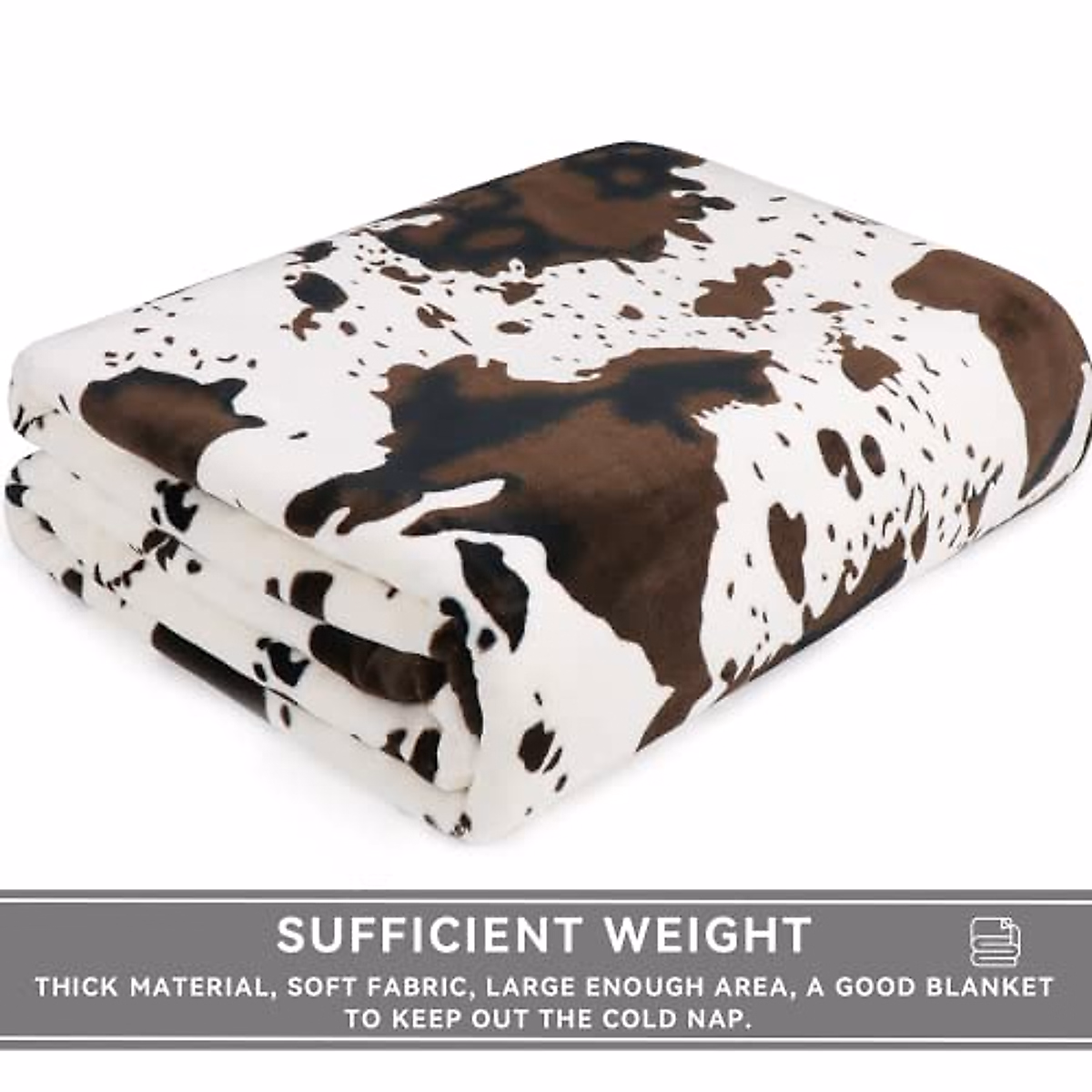 Fleece Cow Print Throw Blanket, Super Soft Flannel Cozy Cow Blankets for Adults, Lightweight Fuzzy Cow Blankets for Couch Sofa Bed Office, Throw Size Warm Plush Blankets for All Season 50"×60"