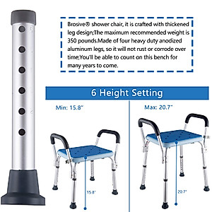 Bath Chair Shower Benches Bench with Arms,Medical Shower Chair Bench Bath Stool Safety Shower Seat for Elderly, Adults, Disabled,Blue Shower Stools and Benches