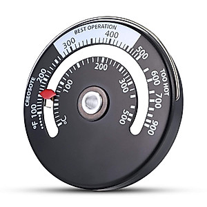 Frienda 1 Piece Wood Stove Thermometer Magnetic Oven Temperature Meter for Wood Burning Stoves Fire Stove Pipe Thermometer for Avoiding Stove Fan Damaged by Overheating