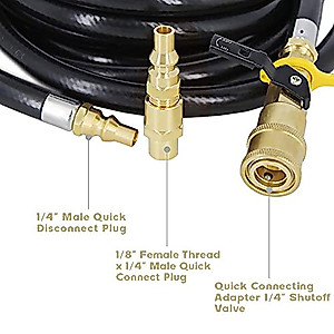 MCAMPAS 12FT Propane Hose 1/4" Quick Disconnect Adapter Kit with 1/8”Female Thread x 1/4”Quick Connect Plug Replacement for Weber 54060001 Q2200,51010001 Q1200 Grill Easy to Hook Up RV Motorhomes