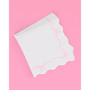 xo, Fetti Bow Pink Napkins - 3-ply, 25 pcs | Bachelorette Decorations, Bow Theme Birthday Party, Bridal Engagement Decor, Coquette Cute Supplies, Girl Baby Shower Tableware, Tea Bday Ribbon Decor