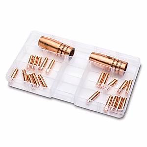 Eastwood Mig Welder Consumables Kit Contact Tip Set Torch Gun & Gas Nozzles in Plastic Storage Case