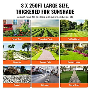 VEVOR 3FTx250FT Premium Heavy Duty Weed Barrier Landscape Fabric, 5OZ Woven Geotextile Fabric Under Gravel, High Permeability for Weed Blocker Weed Mat, Driveway Fabric, Weed Control Garden Cloth