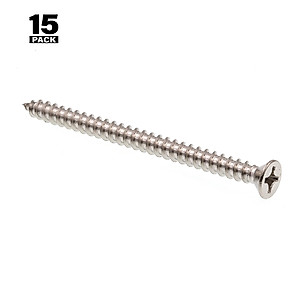 Prime-Line 9017629 Sheet Metal Screw, Self-Tapping, Flat Head Phillips, #12 X 3 in, Grade 18-8 Stainless Steel, Pack of 15