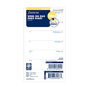 Filofax Personal Week per Page English 2023 Diary, White