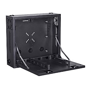 Kenuco Heavy Duty 16 Gauge Steel DVR Security Lockbox with Fan and Swing Open Top (18'' x 18'' x 5'' Black)
