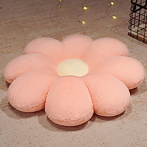 Imitation Rabbit Fur Petal Cushion Office Chair Cushion Bedroom Bay Window Cushion Sofa Cushion.Vikcewn. (15 inches (About 38CM), Pink)