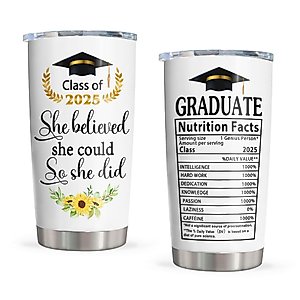 Pudmaple Graduation Gifts Tumbler 20oz, 2025 Graduation Gifts Mug, College/High School/Middle School Grad Gift for Graduates Women/Female 2025, Graduate Present Cup