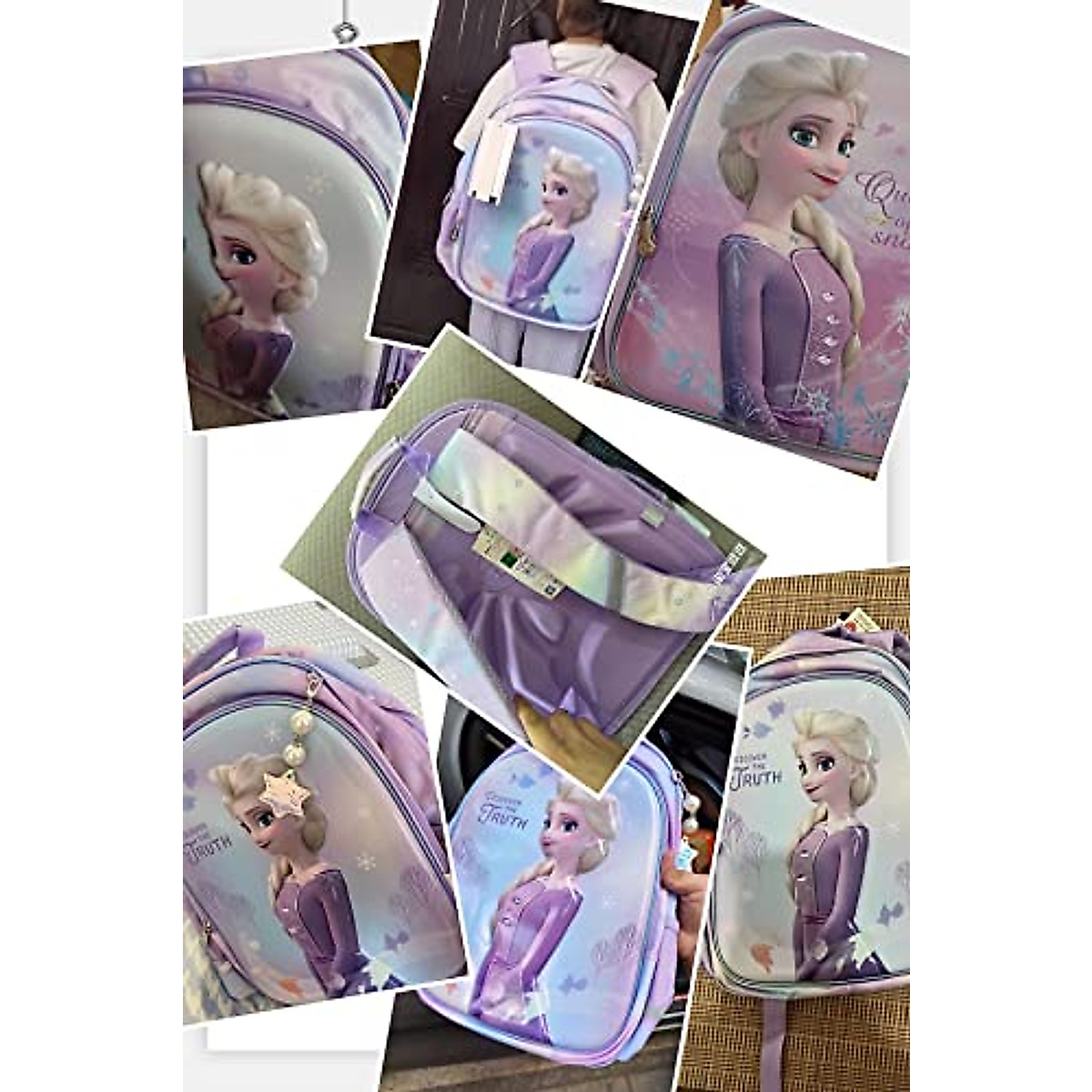 HONTUBS Schoolbags, primary school students, girls, kindergarten girls, kids backpacks (3D Purple 16 inchs)