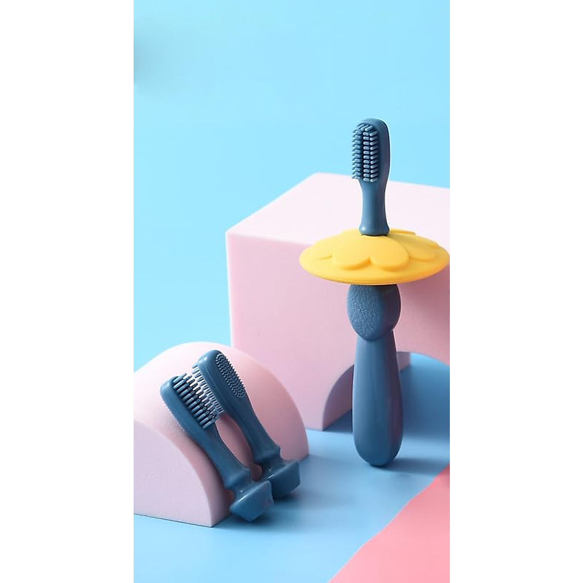 GIAVGIAV Toddler Toothbrush Age 1-2, Baby Toothbrush 6 to 12 Months, Infant Toothbrush with 6 Soft Bristles, Tooth Brush for Baby 0-2 Years, Finger Brush Teeth Training, Toddler Tooth Brush