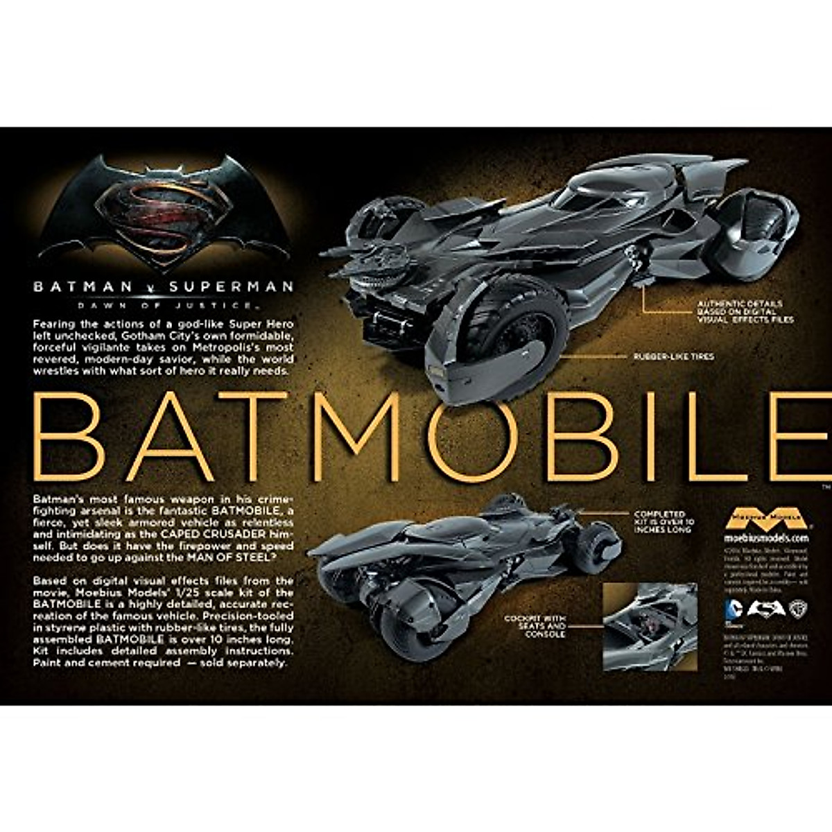 Moebius Models Batman v. Superman: Dawn of Justice Batmobile 1:25 Scale Model Kit