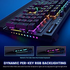 RisoPhy Pro Wired Mechanical Gaming Keyboard, Hot Swappable Red Switches Mechanical Keyboard, Linear & Silent, RGB Backlit, Programmable Macro, Magnetic Wrist Rest, Media Control (Limited Edition)