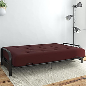 REALROOMS Cozey 8-Inch Spring Coil Futon Mattress, Microfiber, Full, Cabernet Red