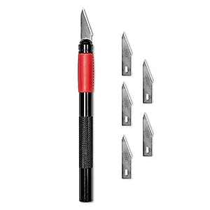 Angelus Detail Knife Precision Blade for Cutting Paper, Tape, Vinyl, Shoes, & 5 Blades