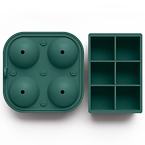 glacio Ball Ice Cube Tray and Big Ice Cube Molds for Whiskey, Slow-Melting, 100% Silicone, No-Plastic, Easy Release, Ideal for Gifting and Elevating Cocktails