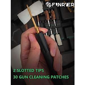 Funryer Universal Gun Cleaning Kit Pistol 9mm .38 .22 .40 .45 Caliber for Handgun Hunting Shooting with Bronze Bore Brush & Brass Jag Oil Bottle