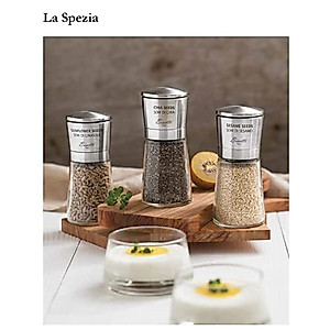 Bisetti La Spezia 14.5 cm / 5.7 Inch Glass Bottle Pepper Mill With Adjustable Grinder