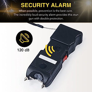 DARTMOOR Stun Gun Self Defense with 100lm Tactical Flashlight 120db Alarm Custom Holster & Ultra Powerful Rechargeable Phone Size for Men Women & Lanyard, Black