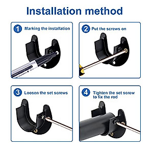 Closet Rod Bracket Stainless Steel Socket Flange Holder Heavy Duty Screw Pole Curtain Rod Shower Rod Support Black 2pcs