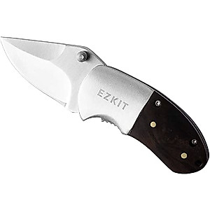 EZKIT Pocket Knife, Small Wood Handle 2in Blade Stainless Steel Everyday Carry Knife