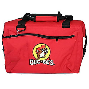 Buc-ees Traveling Cooler Bag-Leak Proof Cooler Bag For Camping, Picnic, BBQ, Hiking, Beach Lunch Box-Reusable Deep Freeze Cooler Bag For 24 Cans Of Coke, Cold&Lunch For All Your Friends & Family (Red)