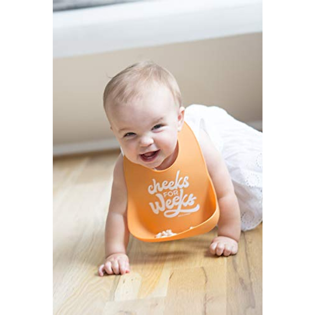 BELLA TUNNO Wonder Bib - Adjustable Silicone Baby Bibs for Girls & Boys, Durable and Waterproof BPA Free Silicone, Cheeks for Weeks