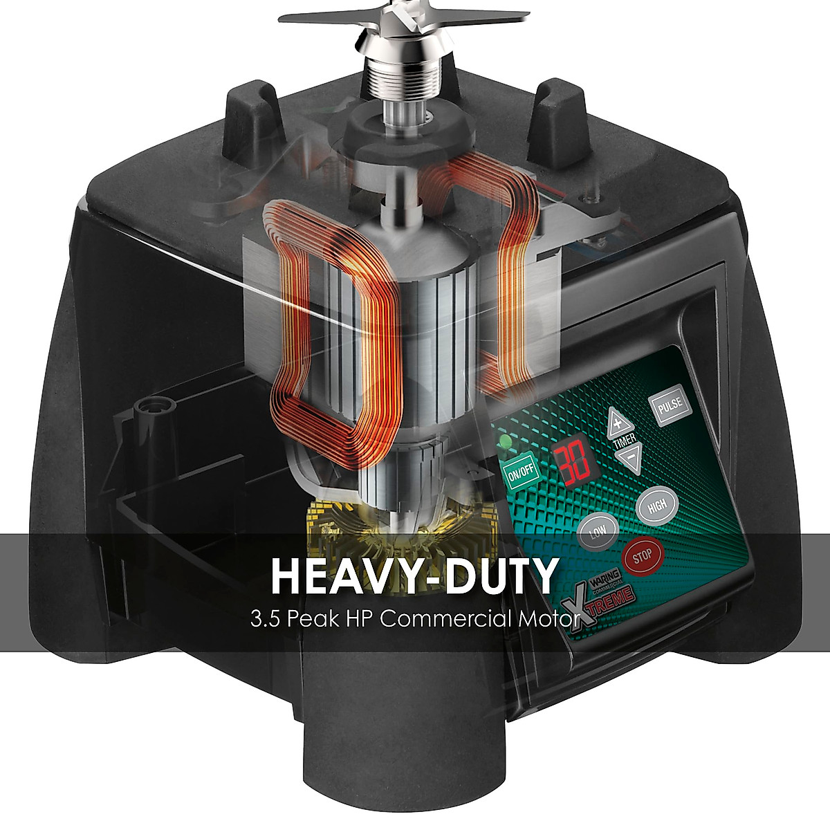 Waring Commercial MX1100XTS 3.5 HP Blender with Electronic Keypad, 30 Second Countdown Timer, Pulse Feature and a 64 oz Stainless Steel Container, 12-V, 5-15 Phase Plug