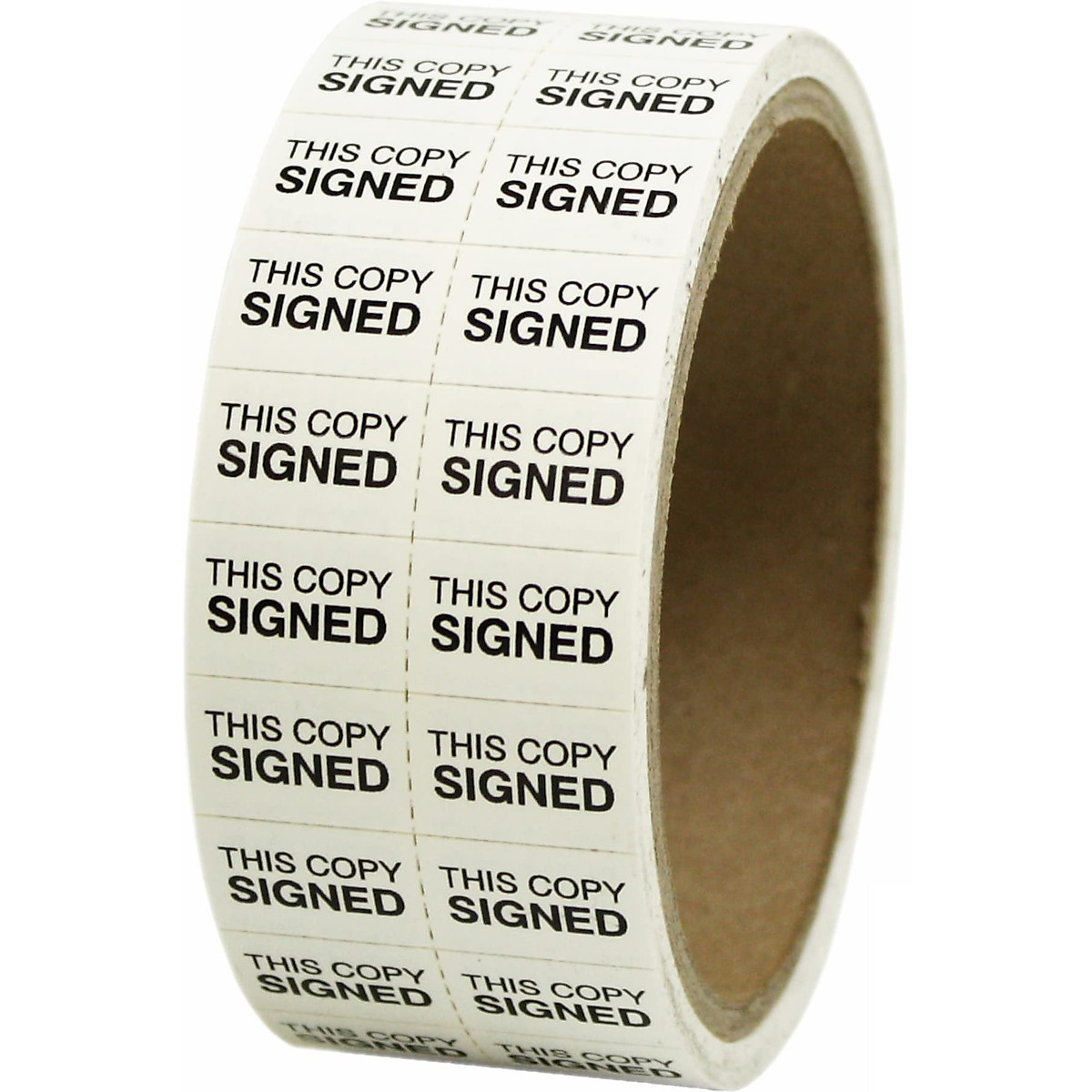 "This Copy Signed" In-Store Use White Labels - 3/4" x 1/2" - Roll of 100 #MSLW34SI