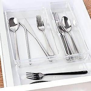 Maxrich 10 Pcs Clear Plastic Drawer Organizer Set,Bathroom Drawer Organizers,Desk Drawer Organizer Set for Makeup, Jewelries, Kitchen Utensils and Office