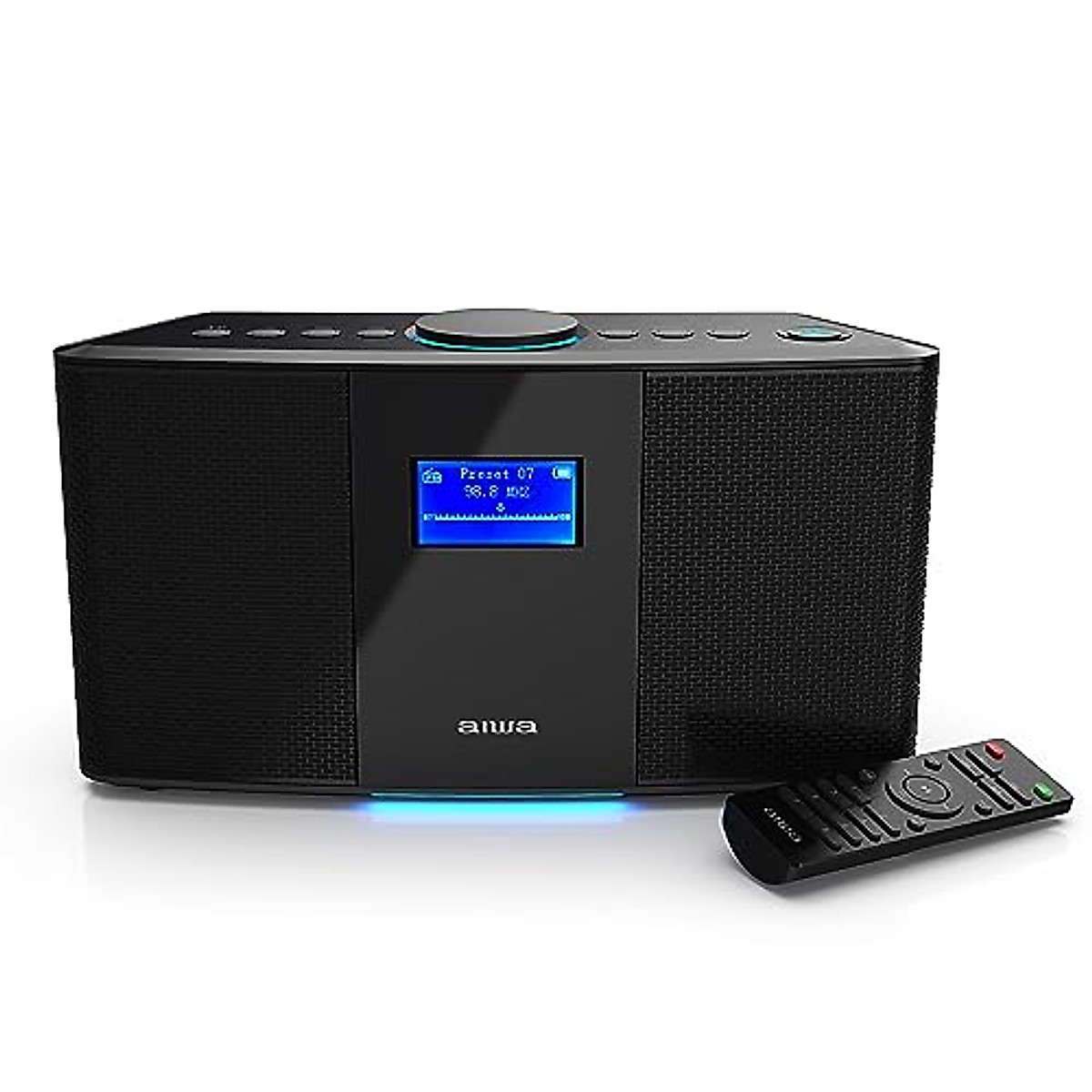 AIWA Exos 5 Wireless Speaker - Unleash Powerful Sound and Versatile Connectivity - Experience Bluetooth Freedom, FM Radio, Clock, 20W RMS, LCD Display, and Alarm Clock Functionality