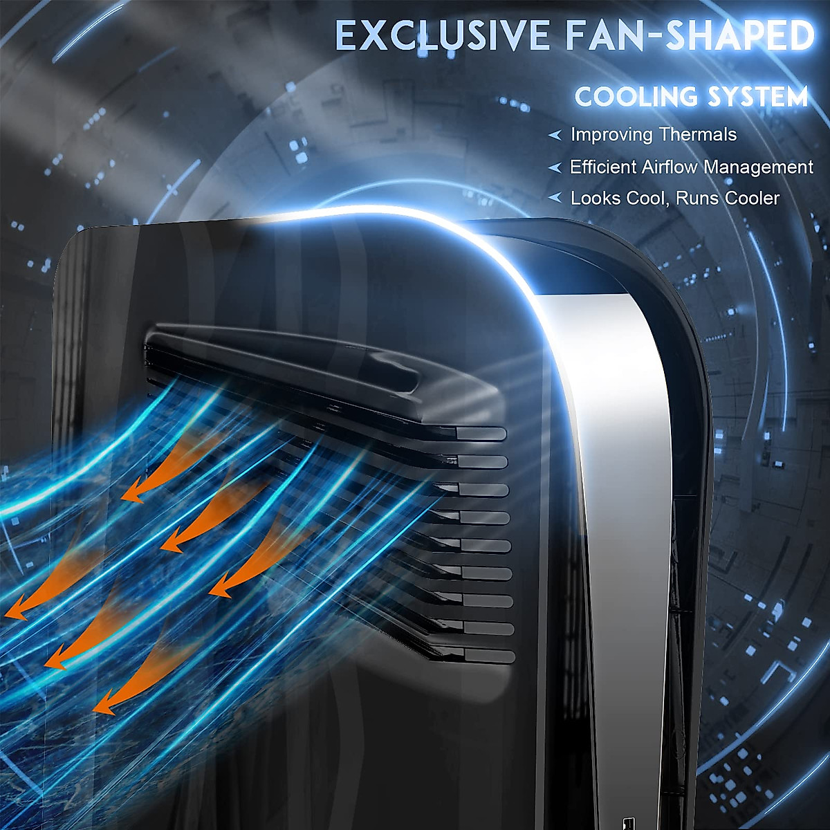 SIKEMAY PS5 Cover Plates for Playstation 5 Console Disc Edition, PS5 Accessories Face Plates Side Shell with Cooling Fan Vents, Hard Shockproof Protective Custom Dust Skin Covers Case (Plating Black)