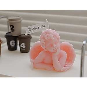 Angel Shaped Scented Candle,150G Aroma Soy Wax Decorative Candle,Handmade Aesthetic Candle for Table Photo Prop Birthday Gift,Prefect for Meditation Stress Relief Mood Boosting Bath Yoga Pink