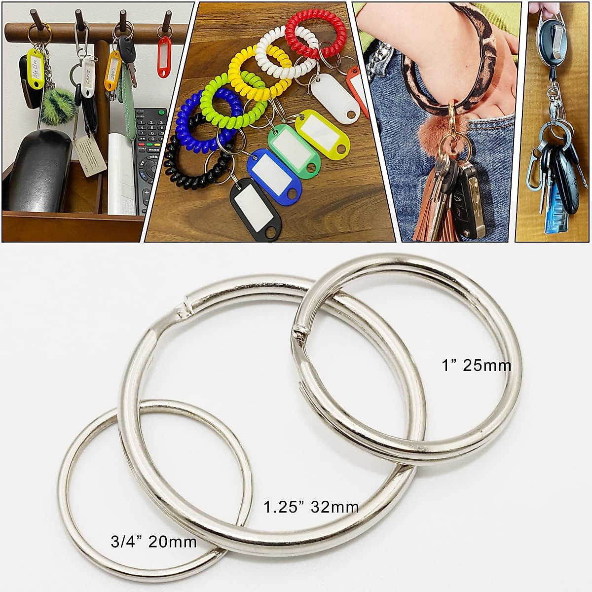 Key Ring/Key Chain, 50 Pack 1 inches Split Round Metal Silver Keyring for Home/Car/Outdoor/Arts/Lanyards/CraftsKeys Organization