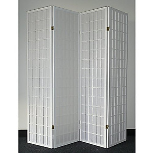 Legacy Decor 4-panel White Wood Shoji Screen/Room Divider