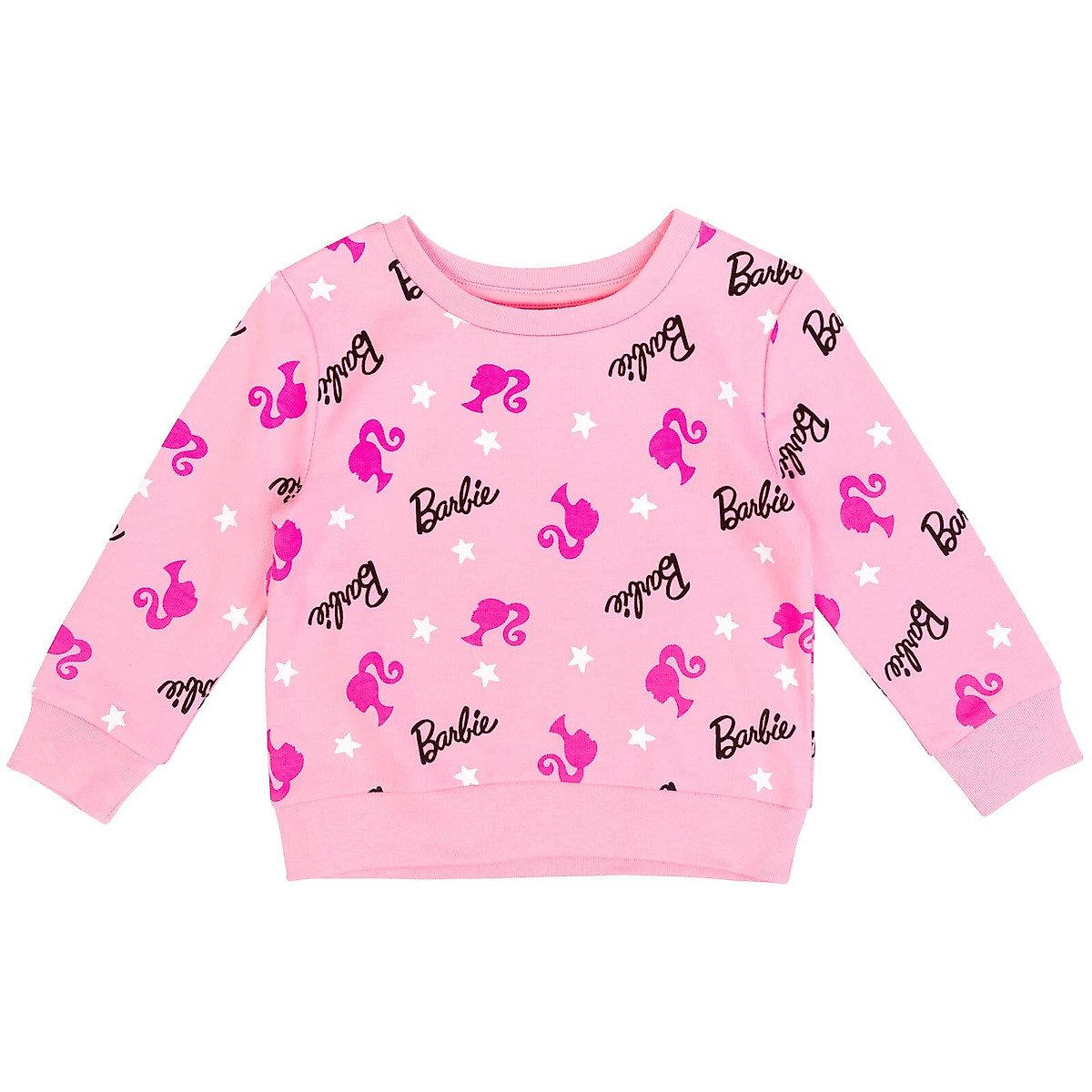 Barbie Little Girls French Terry Pullover Sweatshirt Pink 6-6X