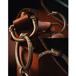 COPPERTIST.WU Ouroboros Snap Brass Keychain Keyring Spring Clip Ring with Key Ring