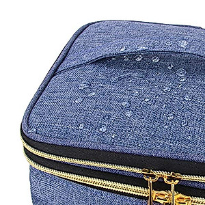 Teamoy Travel Makeup Brush Organizer, Cosmetic Brushes Bag Case with Compartment for Brushes and Beauty Essentials, Blue