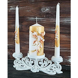 Magik Life Unity Candle Set for Wedding - Wedding Accessories for Reception and Ceremony - Candle Sets - 6 Inch Pillar and 2 10 Inch Tapers - Decorative Pillars Gold